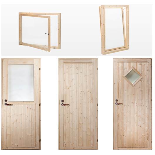 Väikemaja puidust välisuksed ja puitaknad - hea kvaliteet ja hind!